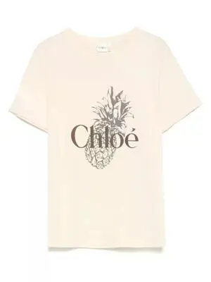 Chloé Logo Cotton T-shirt - Neutrals