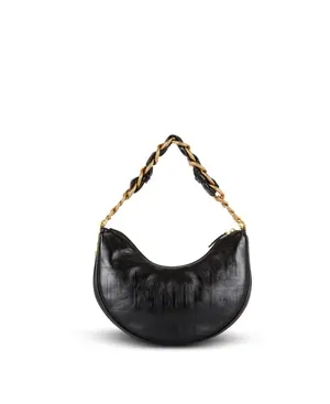 Balmain 1945 Soft Moon Crinkled Calfskin Leather Bag - Black