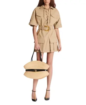 Balmain Shuffle Medium Raffia Bag
