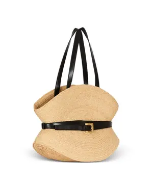 Balmain Shuffle Medium Raffia Bag