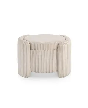 FURNITURE OF AMERICA Lyla Chenille Round Storage Ottoman With Reversible Cushion - Beige Pink
