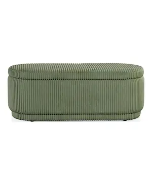 FURNITURE OF AMERICA Lyla Chenille Oval Storage Bench - Green
