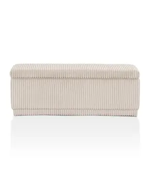 FURNITURE OF AMERICA Lyla Chenille Rectangle Storage Bench - Beige Pink