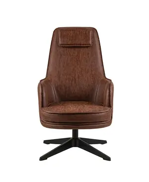 FURNITURE OF AMERICA Kava Faux Leather Accent Chair - Brown
