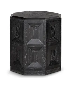FURNITURE OF AMERICA Flonnin Hexagon End Table With Coffer Panels - Weathered Black