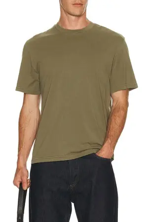FRAME Frame Light Cotton Tee In Brown Antique Green