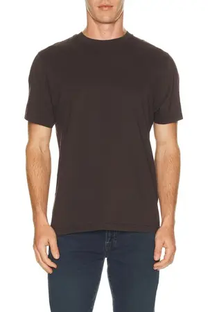 FRAME Frame Short Sleeve Light Cotton Tee In Green Deep Brown