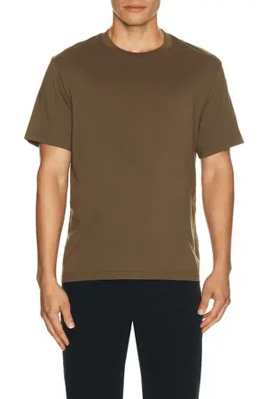 FRAME Short Sleeve Light Cotton Tee In Green - Deep Olive