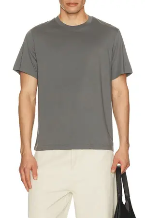 FRAME Short Sleeve Light Cotton Tee In Green - Modern Grey