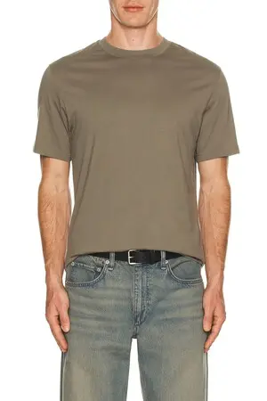 FRAME Light Cotton Tee In Brown - Smokey Green