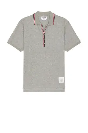Thom Browne Short Sleeve Rib Polo In Grey