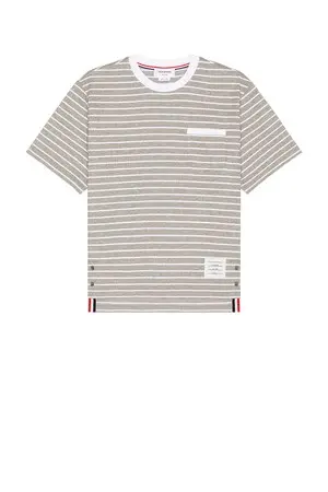 Thom Browne Short Sleeve Pocket Tee In Grey