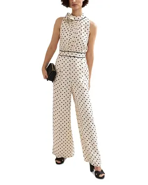 PHASE EIGHT Marilee Dot Print Jumpsuit - Ivory