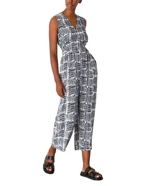 Whistles Hatched Squares Jumpsuit - Navy/multi