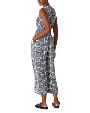 Whistles Petites Hatched Squares Jumpsuit - Navy/multi