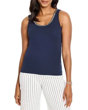 NIC+ZOE Shimmer Trimmed Tank Top - Dark Indigo