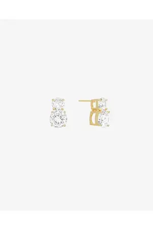 Splendid Shashi Double Solitaire Stud Earrings - Gold