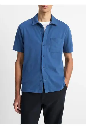 Vince Sueded Cotton Button-Front Shirt - Blue