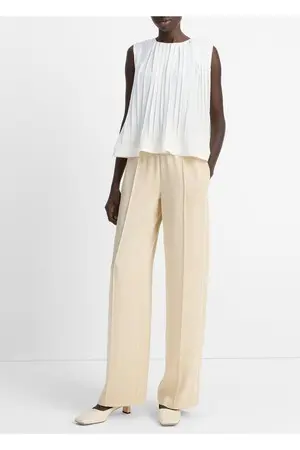 Vince Side-strap Crepe Pull-on Pant - Natural