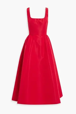 Carolina Herrera Flared Silk-faille Midi Dress - Crimson