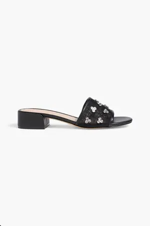 STUART WEITZMAN Tammy Crystal-embellished Mules - Black