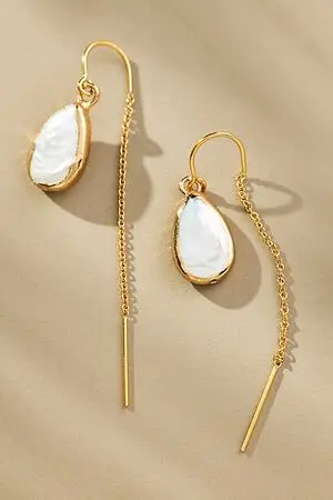 SET & STONES Carrie Teardrop Pearl Threader Earrings - Gold