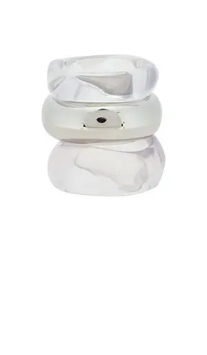 EPIFENE Liquid Resin Bangles Set Of 3 - Clear & Silver