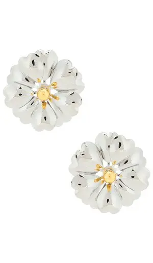 EPIFENE Large Flower Earrings - Silver & Gold