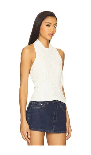 Central Park West Junie Cabled Halter Top - White
