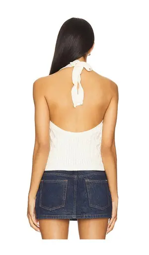 Central Park West Junie Cabled Halter Top - White