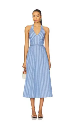 Central Park West Kira Halter Shirt Dress - Blue
