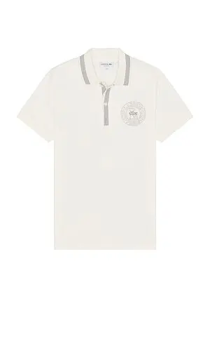 Lacoste Regular Fit Printed Polo In White