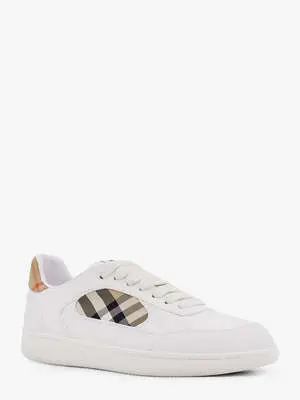 Burberry Leather Low-top Sneakers With Check Inserts - White