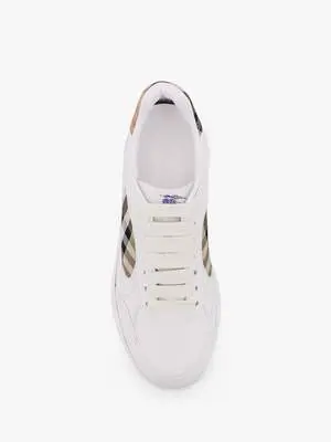 Burberry Leather Low-top Sneakers With Check Inserts - White