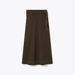 Tory Burch Belted Jersey Skirt - Deep Chocolate