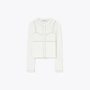 Tory Burch Cotton And Nylon Mesh Cardigan - White