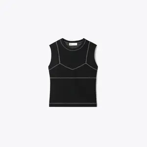 Tory Burch Contrast Stitching Tops