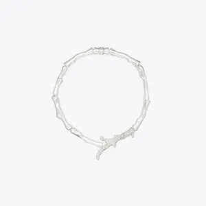 Tory Burch Curiosity Coral Necklace - Light Silver / Crystal