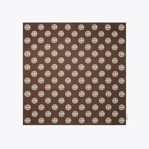 Tory Burch Medallion Logo Silk Square Scarf - Deep Walnut