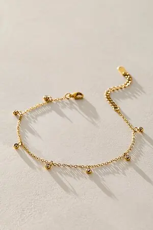 BRENDA GRANDS Dripping Crystal Anklet - Gold