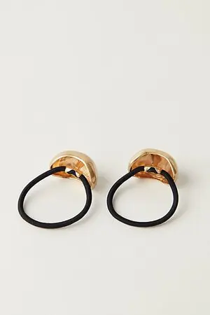Free People Paired Up Pony Hair Ties - Gold/gold