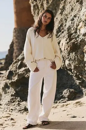 Free People We The Free Truro Baggy Puddle Jeans - Santorini