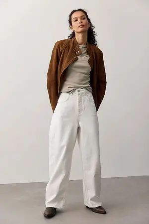 Free People We The Free Truro Baggy Puddle Jeans - Santorini