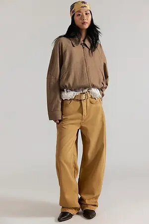 Free People We The Free Truro Baggy Puddle Jeans - Warm Rust