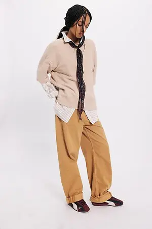 Free People We The Free Truro Baggy Puddle Jeans - Warm Rust