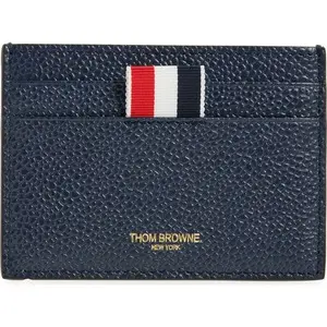 Thom Browne 4-bar Leather Card Case - Navy