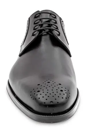 Mezlan Taso Ii Brogued Leather Derby - Black