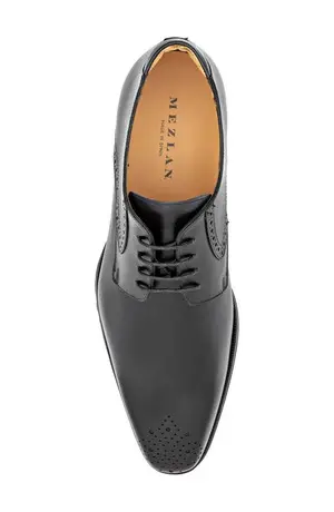 Mezlan Taso Ii Brogued Leather Derby - Black