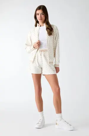 Guess Aggie Full-zip Sweatshirt - Cream