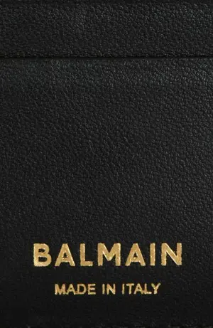 Balmain Anthem Calfskin Leather Card Holder